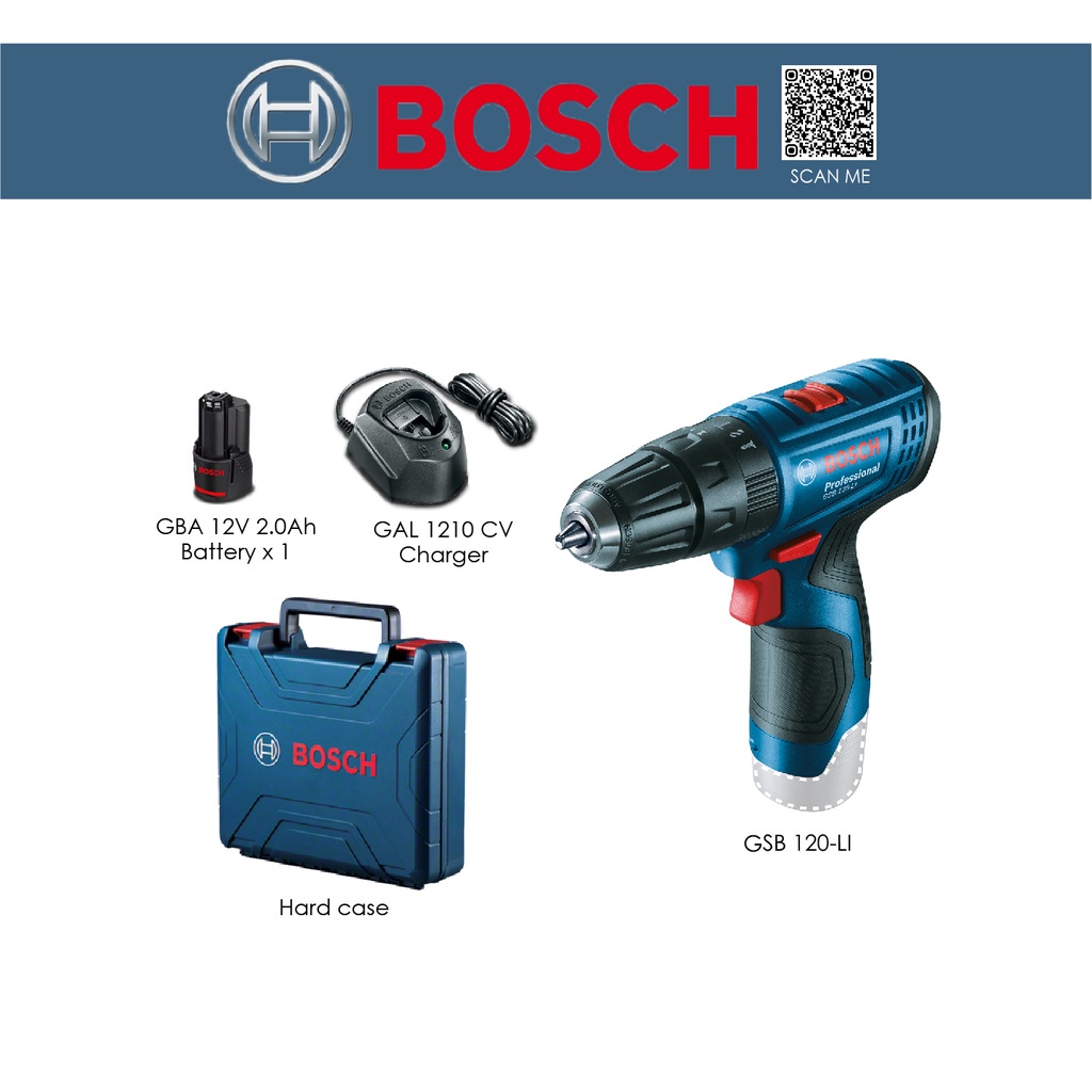 BOSCH GSB 120-LI GEN 2 12V Professional Cordless Impact Drill GBA 12V 2 ...