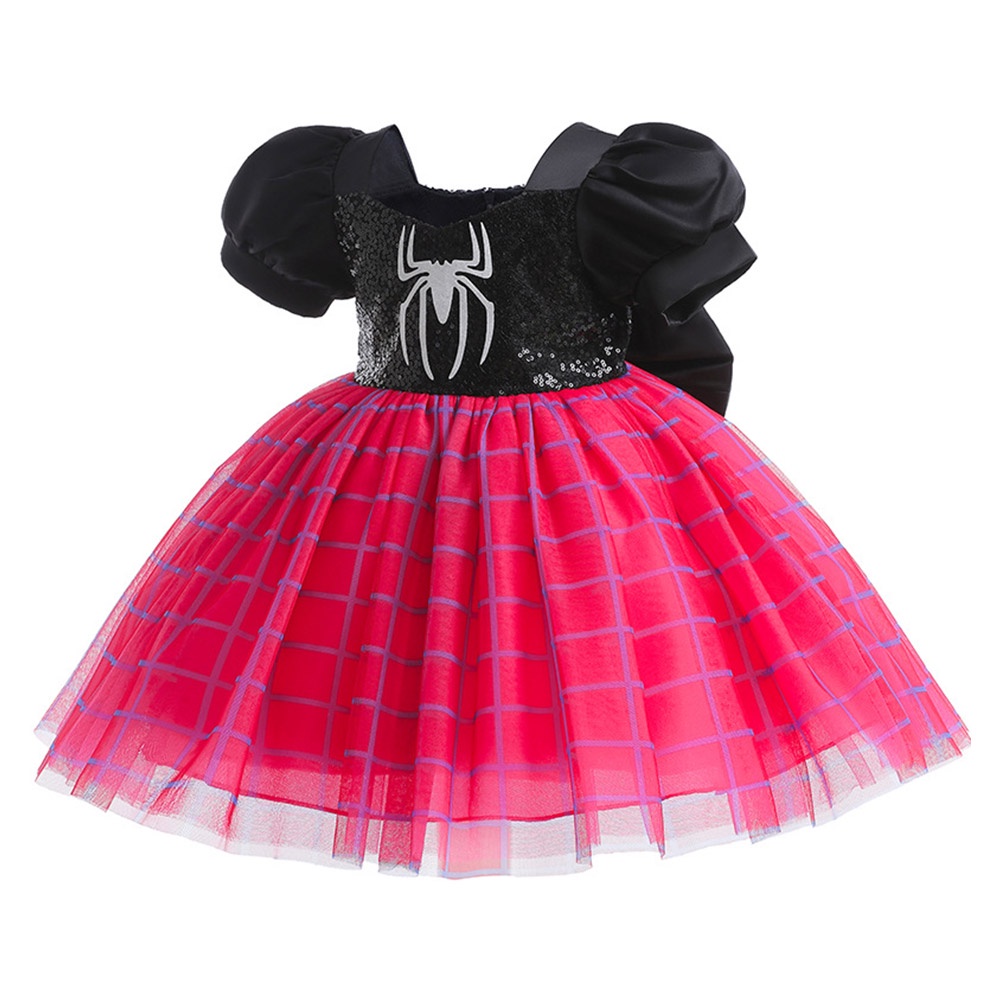 Spider-Man Spider-Man web gauze princess skirt bubble sleeve stitching ...