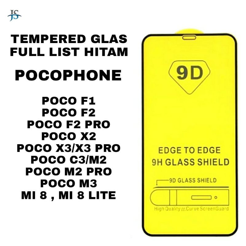 Original (TG-GLASS) POCOPHONE TEMPERED GLASS 5D/9D FULL LIST BLACK ANTI ...