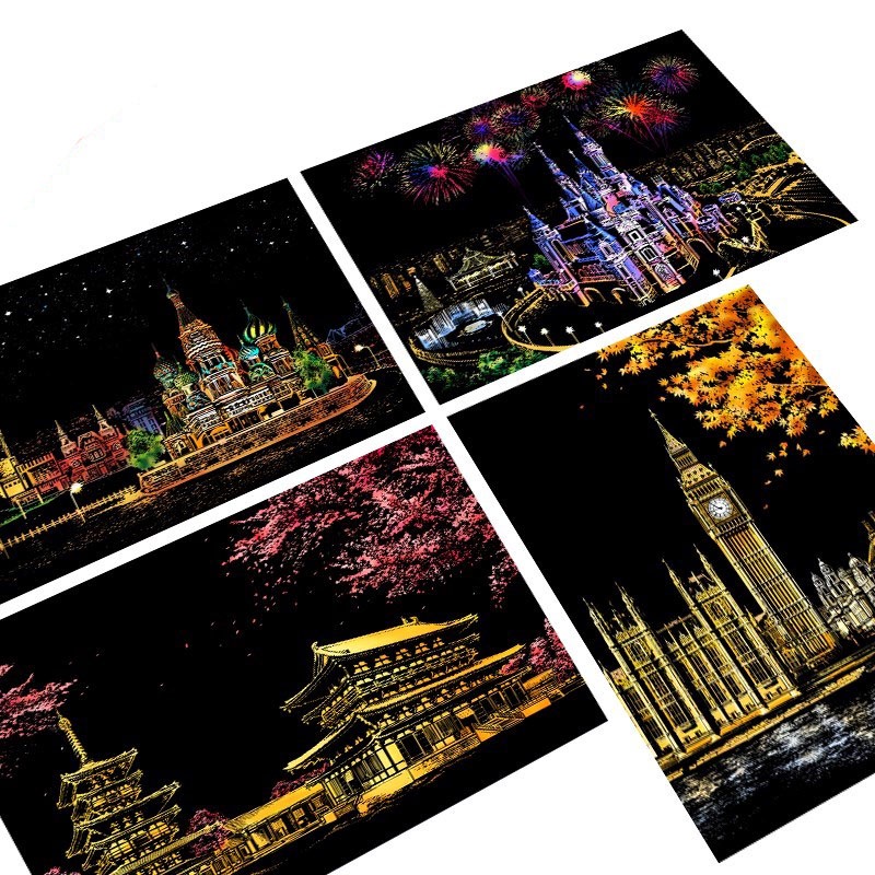Artistic Safe And Colorful Scratch Art Painting Kit For Kids With ...