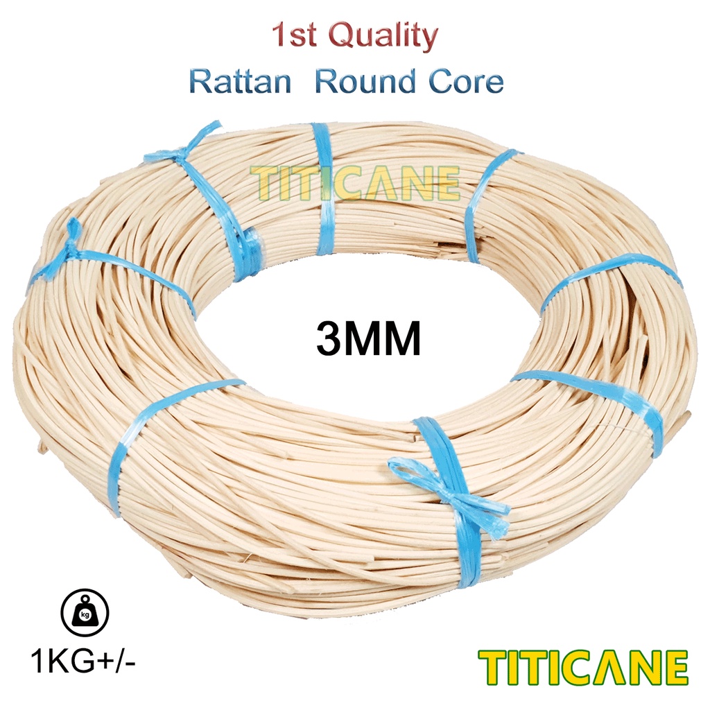 TITICANE Rattan Round Core [ 1KG+/- Per Roll ] [ Rotan Pulur ] [ 1MM to ...