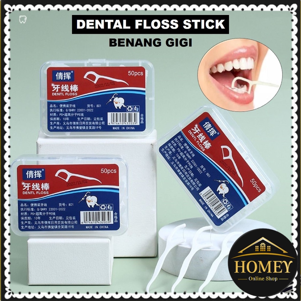 Dental Floss Sticks Tooth Picks Flat Thread Round Shred Resistant White ...