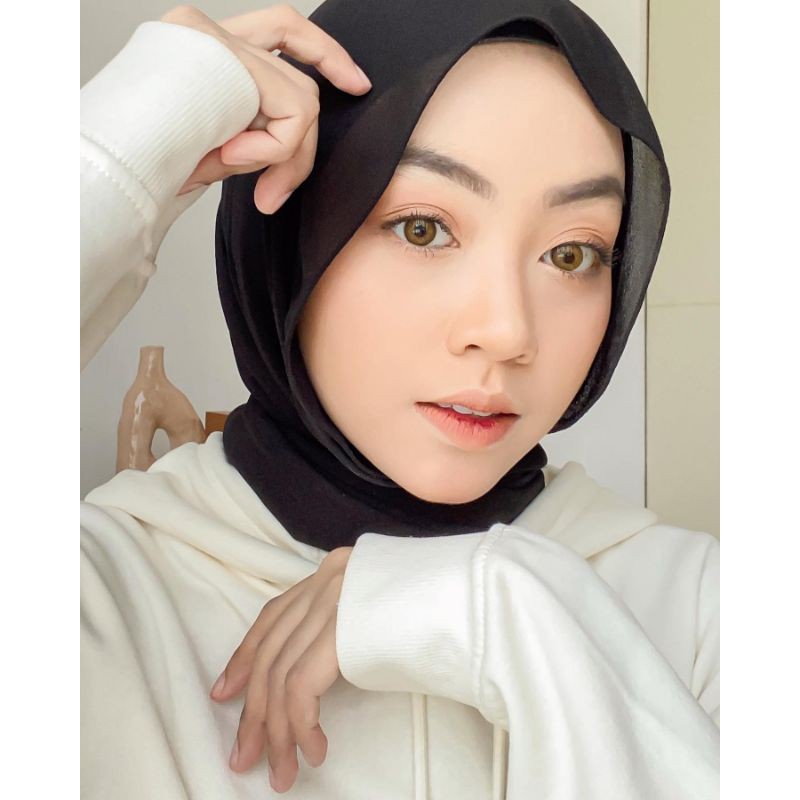 Basic Black & Navy Blue Black Wide Long Plain Shawl Heavy Chiffon Hitam Biru Navy Hijab Tudung ...