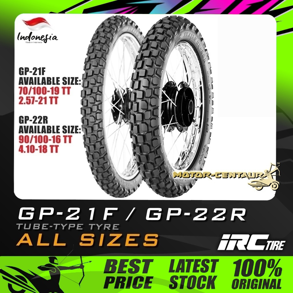 TAYAR MOTOSIKAL IRC GP-21F GP-22R TYRE 2.75-21,275-21,70/100-19,90/100 ...