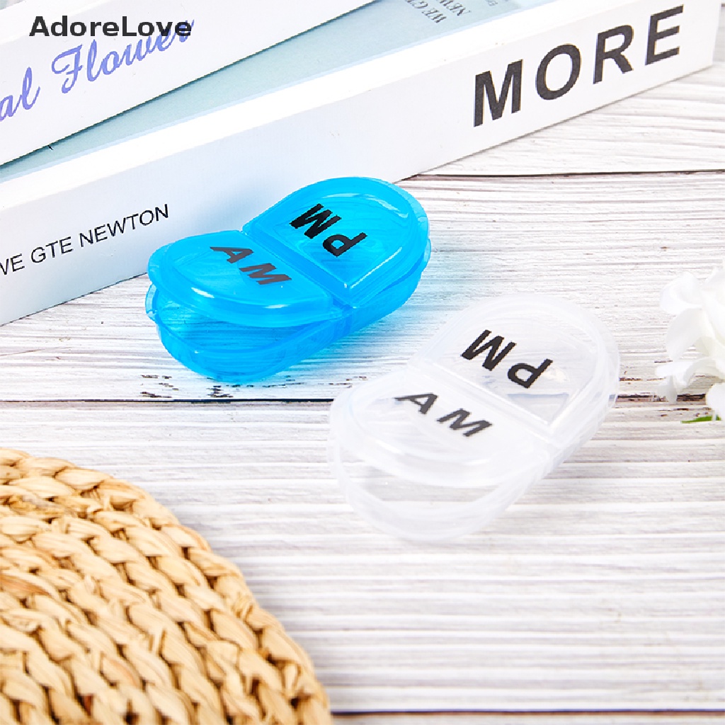 ADL 2 Grids Waterproof One Day Pill Box Oval Pill Storage Box Dispenser ...