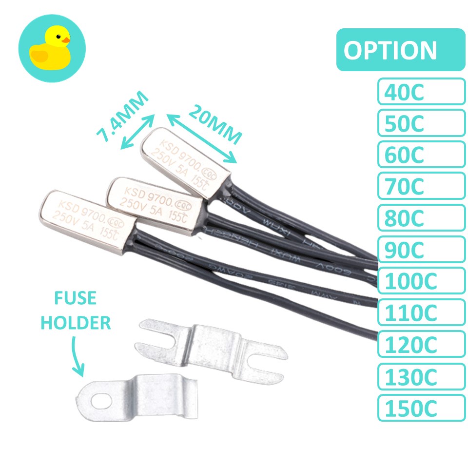 KSD9700 250V 5A Temperature Thermal Fuse Switch Normally Closed 40C ...