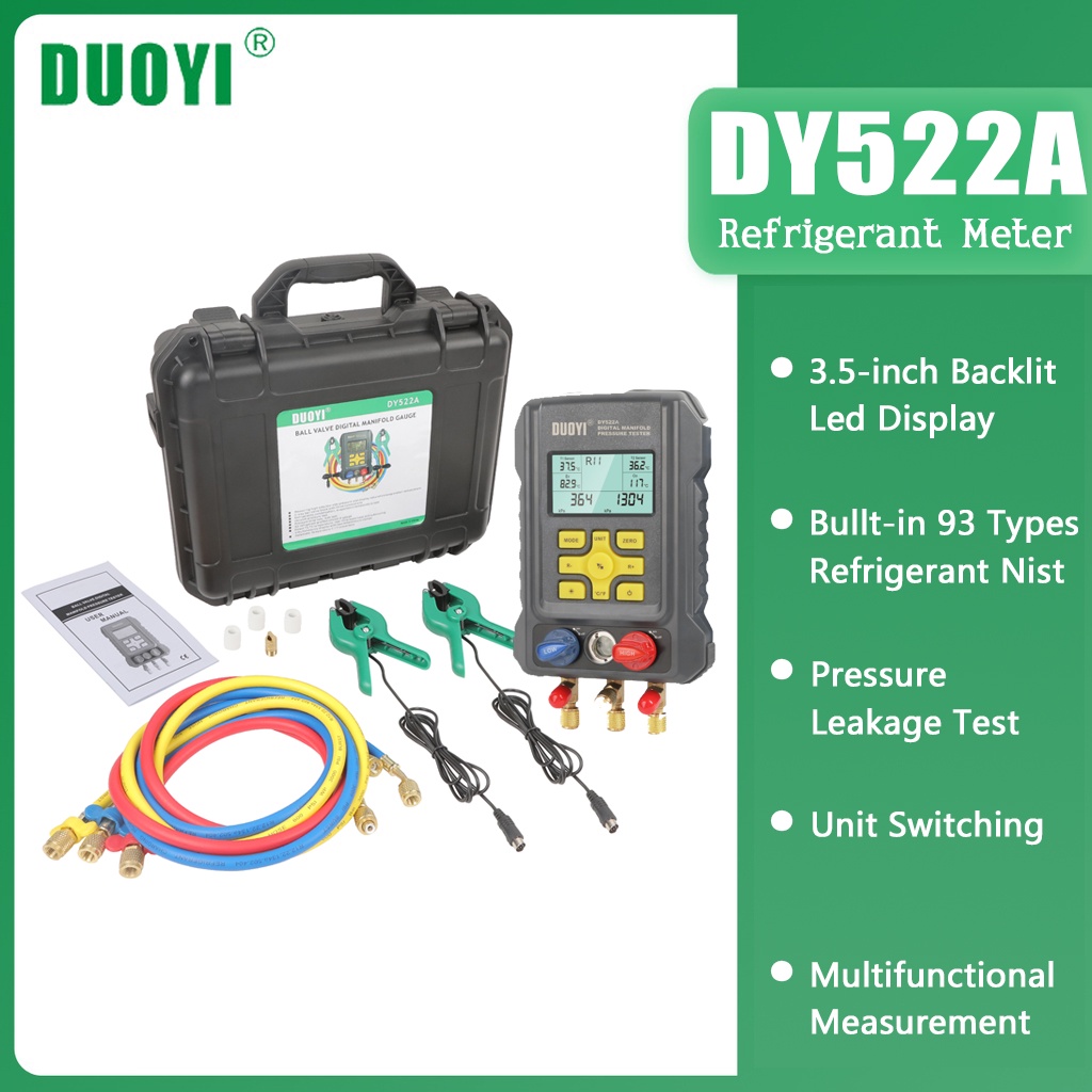 DUOYI DY522A Digital Manifold Meter Air Conditioning Vacuum Gauge for ...