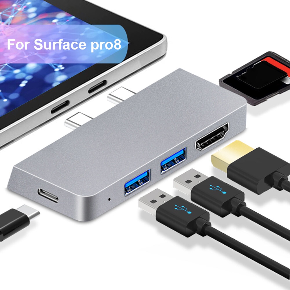 USB C Hub for Microsoft Surface Pro 8 Pro 9 Type C Dock Adapter USB 3.0 ...