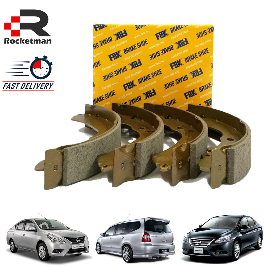 FBK REAR BRAKE SHOE NISSAN ALMERA LIVINA LATIO SYLPHY SENTRA FRONTIER ...