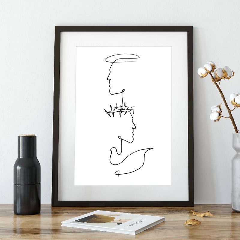 Holy Trinity Line Art Print Father Spirit Son Poster Bible Christian ...
