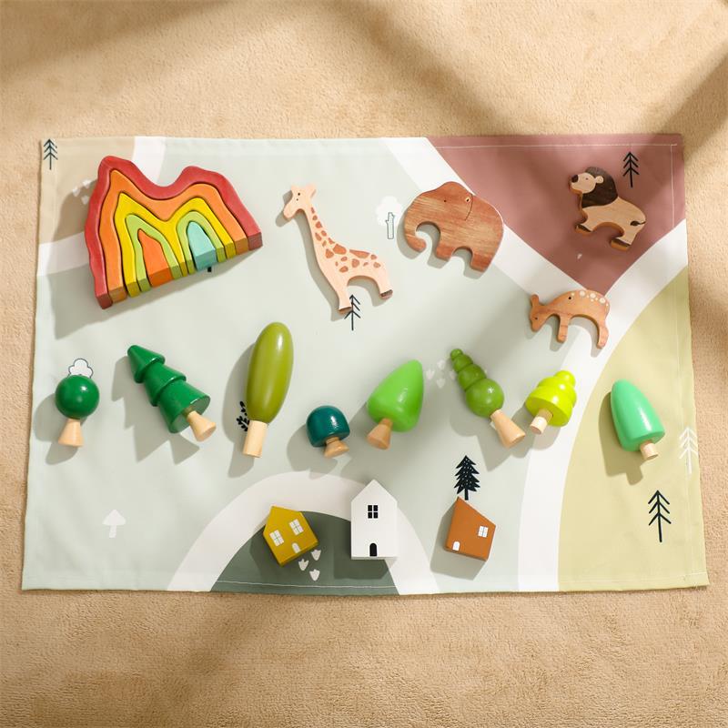 Handmade Wooden Green Forest Small Tree Building Blocks Home Interior ...