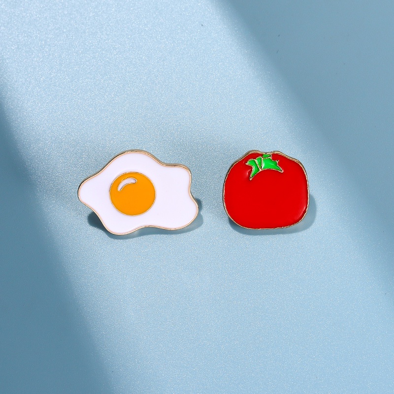 Cute Tomato Eggs Enamel Pins Mini Food Brooch Badges Lapel Pin Cartoon ...