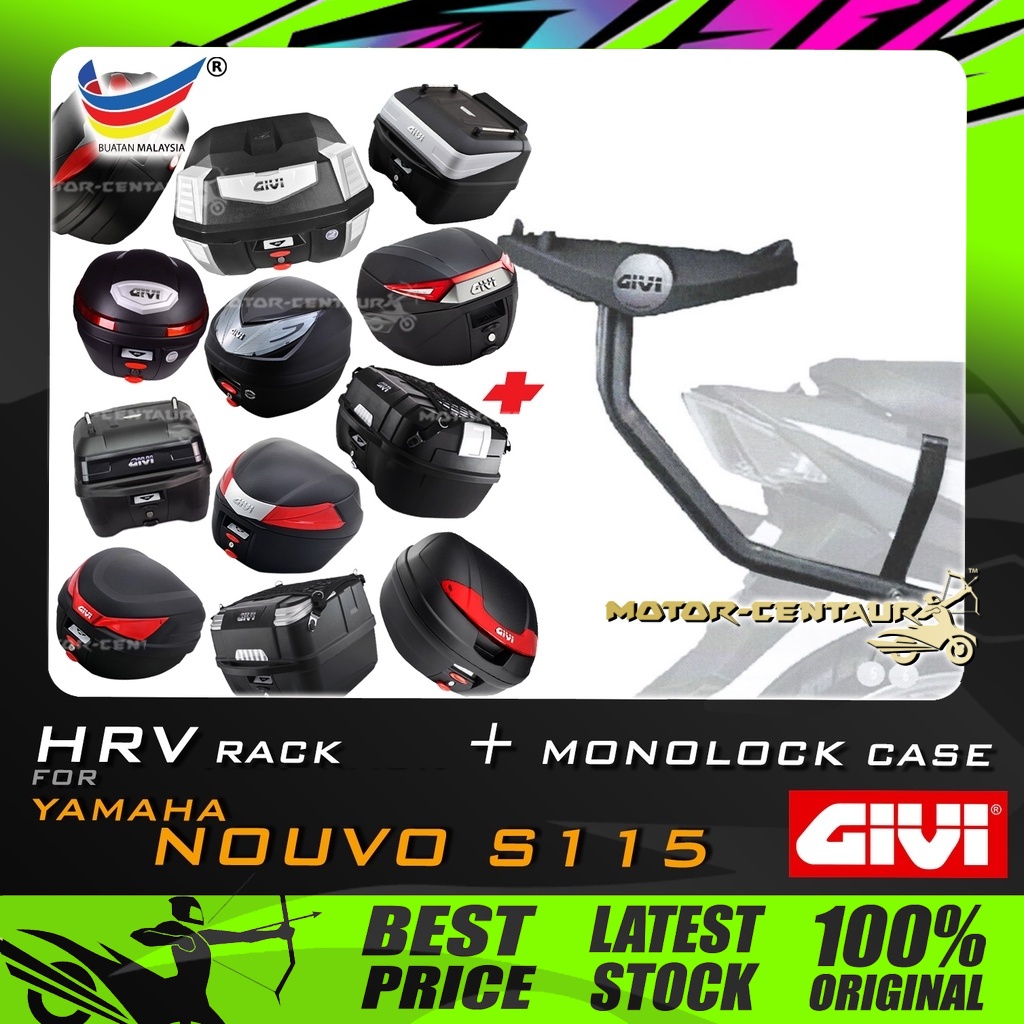 SET KOMBO KOTAK/BOX GIVI B27/B270/B32/B33/B42/B45/E43/E250 TOP CASE + GIVI YAMAHA NOUVO S HRV ...