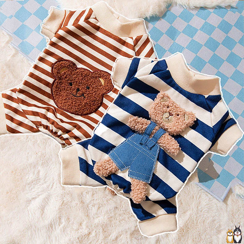 3D cute bear dog four-legged clothes/Pet Belly Protection Clothes/Pet ...