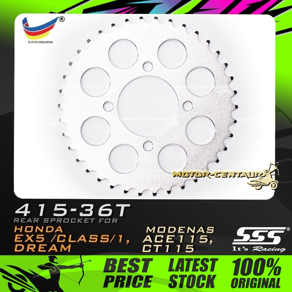 GEGANCU BELAKANG SSS STEEL REAR SPROCKET EX5-415-36T FOR HONDA EX5 ...