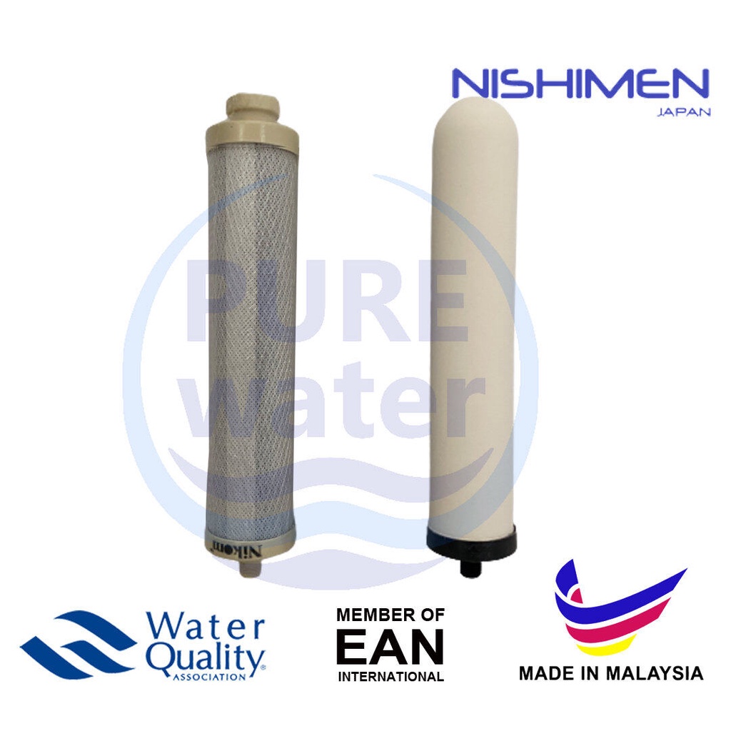 Nishimen Japan Slim Double Stage Water Filter Set Ceramic Filter & Cto ...