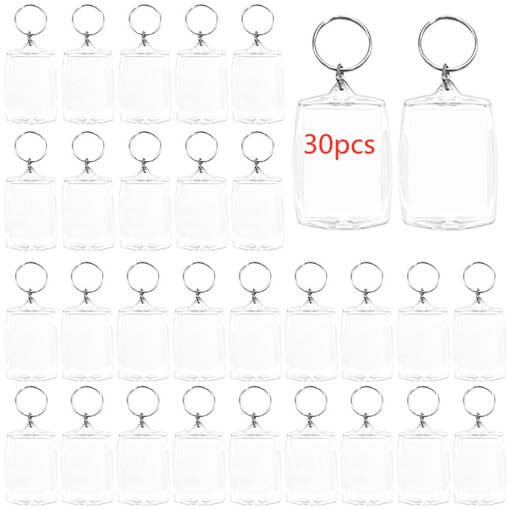10/30pcs Arc Rectangular Acrylic Photo Frame Key Chain Clear Picture ...