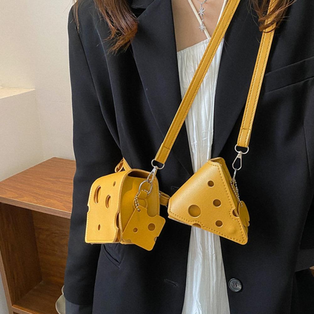 TARSURE PU Leather Bags Mini Cheese Shaped Crossbody Bag Earphone ...
