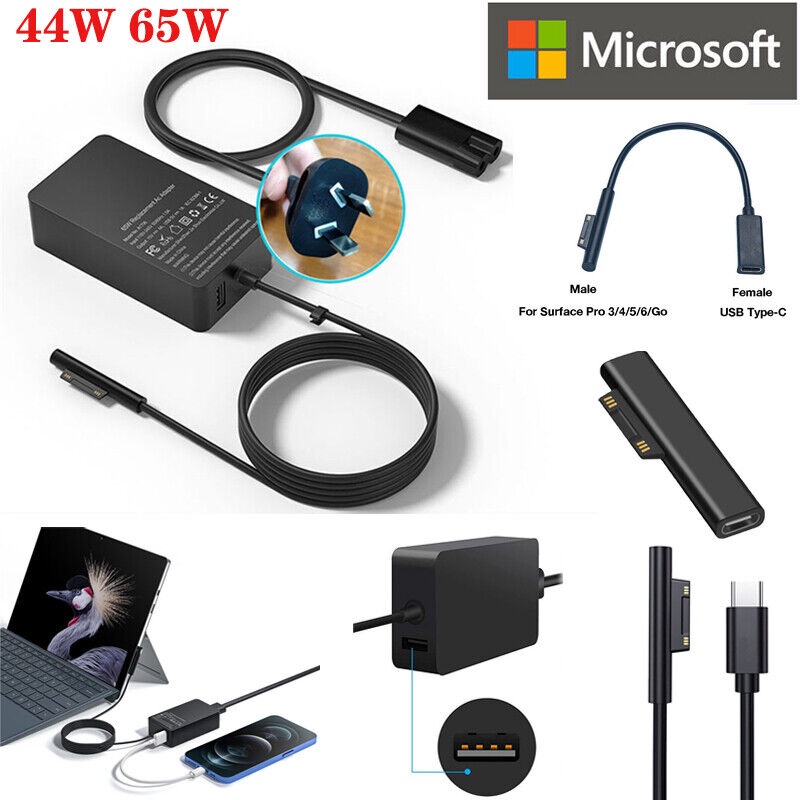 44W/65W AC Adapter Power AU Plug Charger for Microsoft Surface Pro Go 3 ...