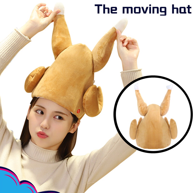 Fashion Moving Roasted Turkey Hat Electric Chicken Leg Hat With Dancing ...