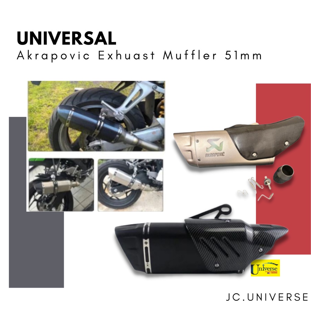 Universal Akrapovic Exhuast Muffler 51mm Ekzos Motorcycle Design R6 R15 ...