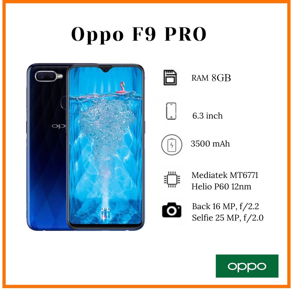 (FREE TV Apps) OPPO F9 PRO 6.3inch" 4G LTE (8gb+256gb) Original New ...