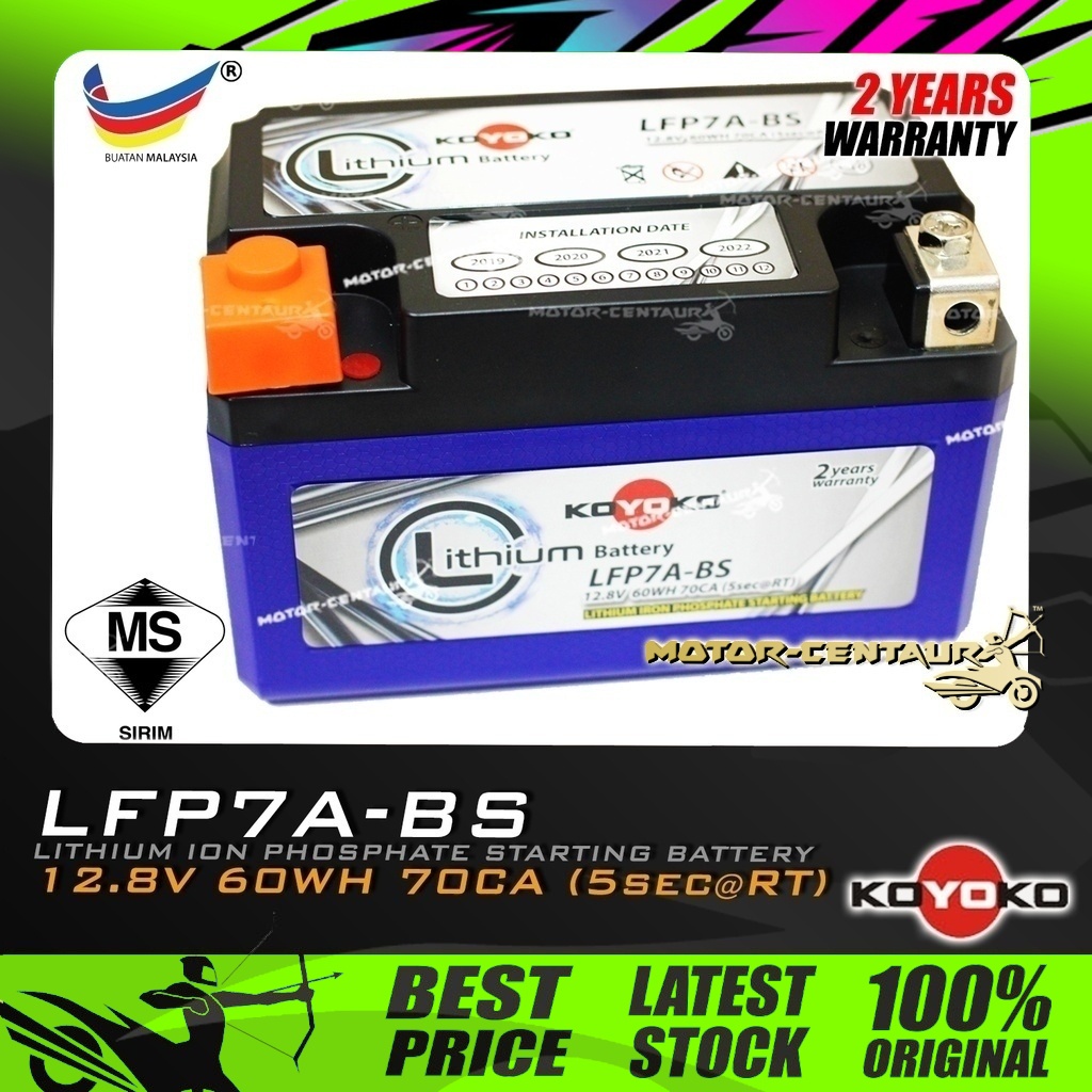 BATERI KOYOKO LITHIUM ION PHOSPHATE BATTERY LFP7A-BS YTX7A FOR JET 125 ...