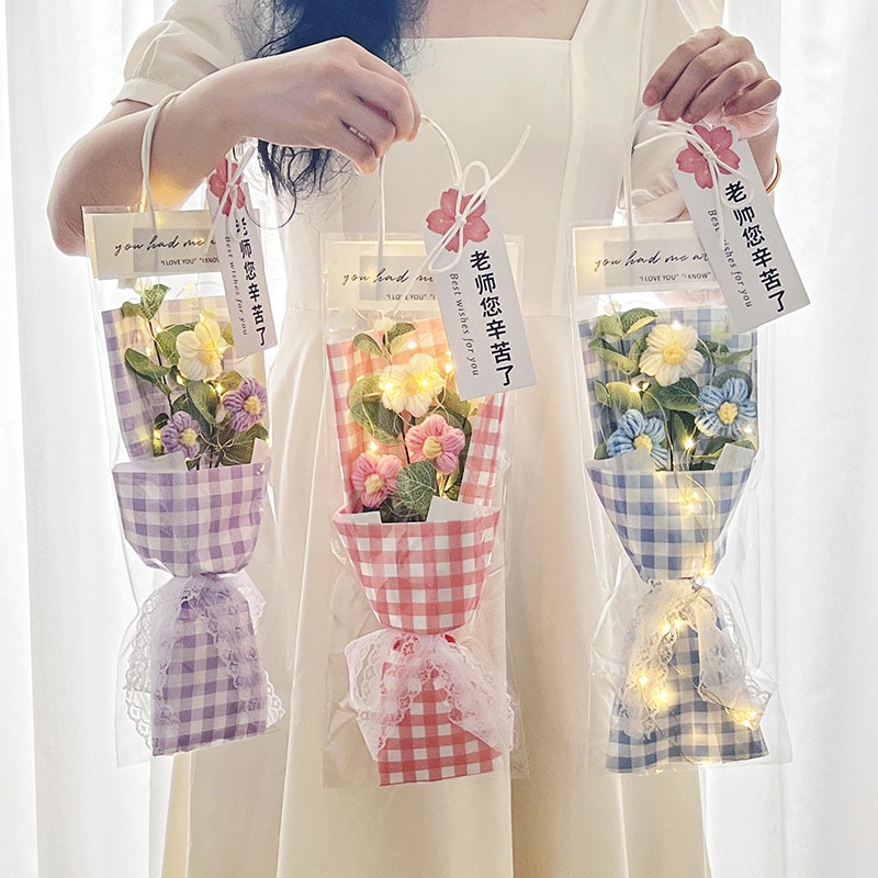 Hand-knitted Flowers Bouquet Bell Orchid Flower Crochet Artificial ...