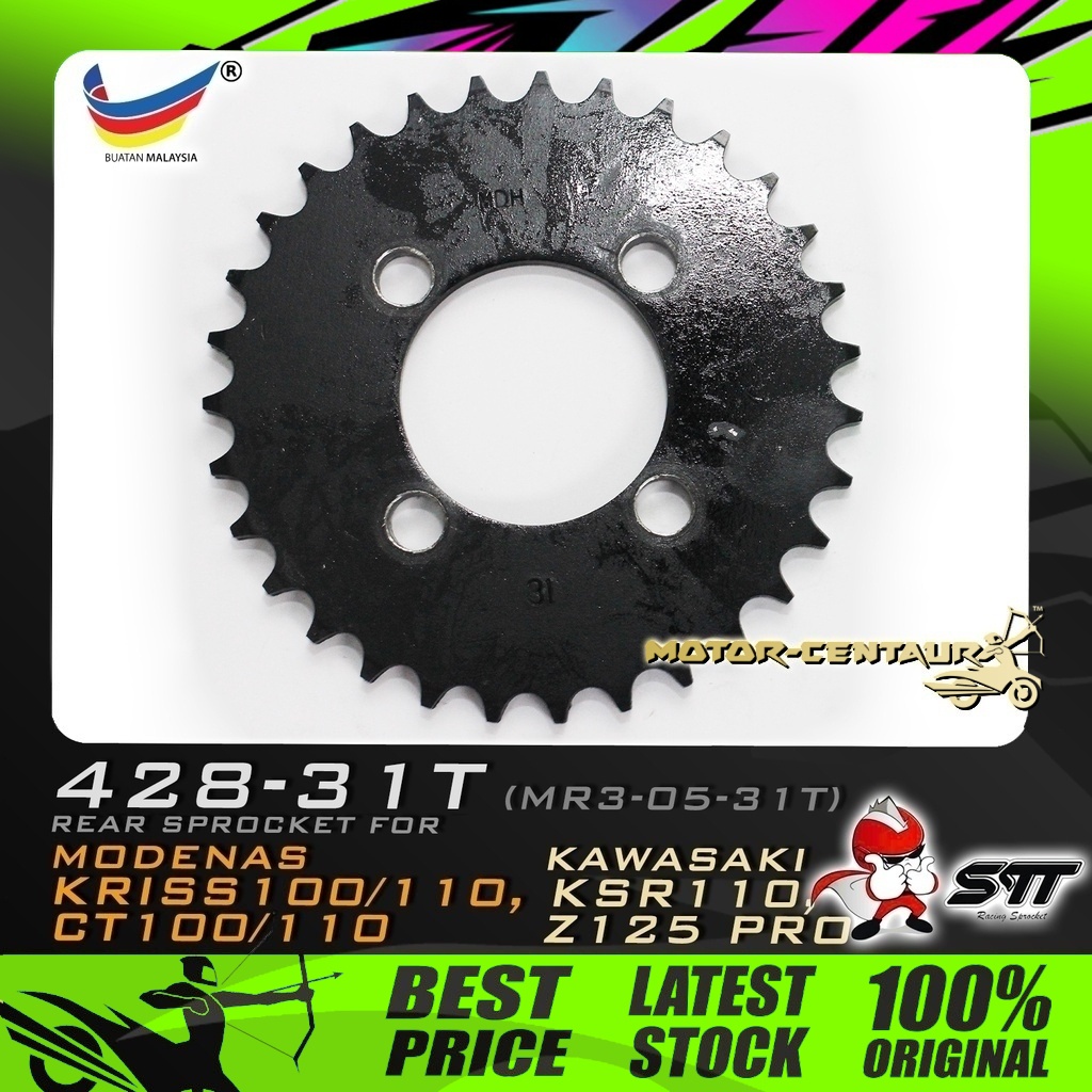 GEGANCU BELAKANG STT STEEL REAR SPROCKET (MR3-05-31T) KRISS-428-31T FOR ...
