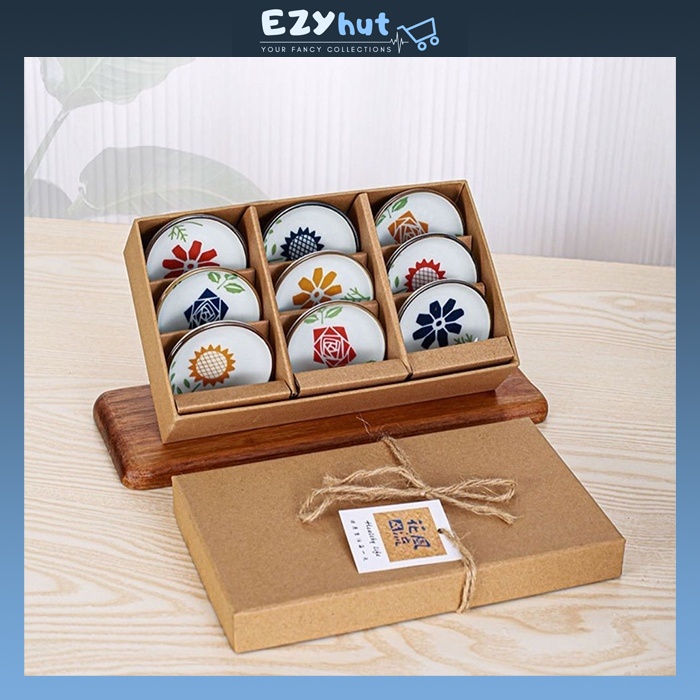 9pcs Japanese Sauce Plate Set Mini Ceramic Dipping Bowl Seasoning Soy ...