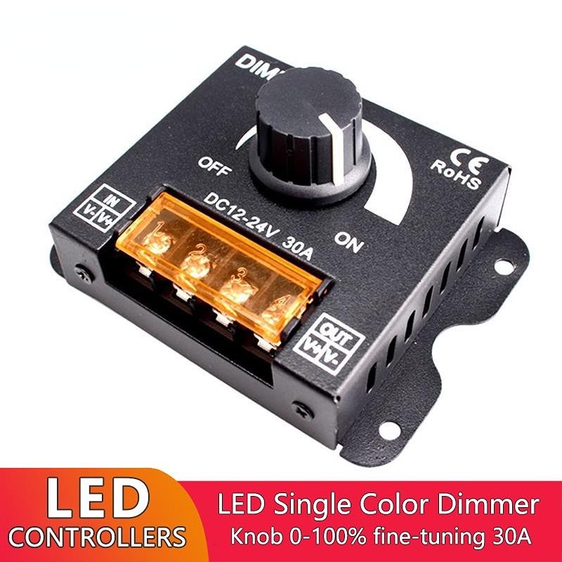 30A Iron Case LED Single Color Dimmer Controller 12V 24V Monochrome ...