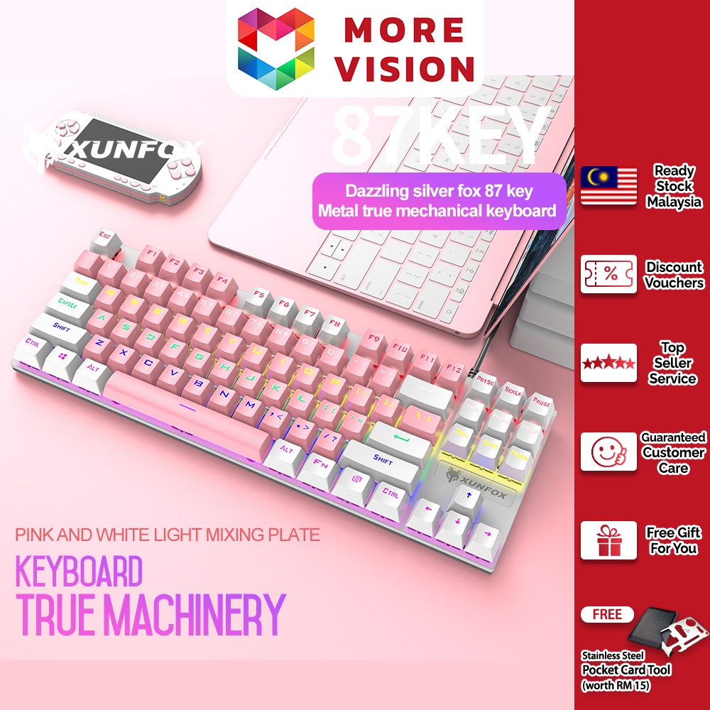 XUNFOX K80 K10 Gaming Mechanical Keyboard USB Luminous RGB Light Color ...