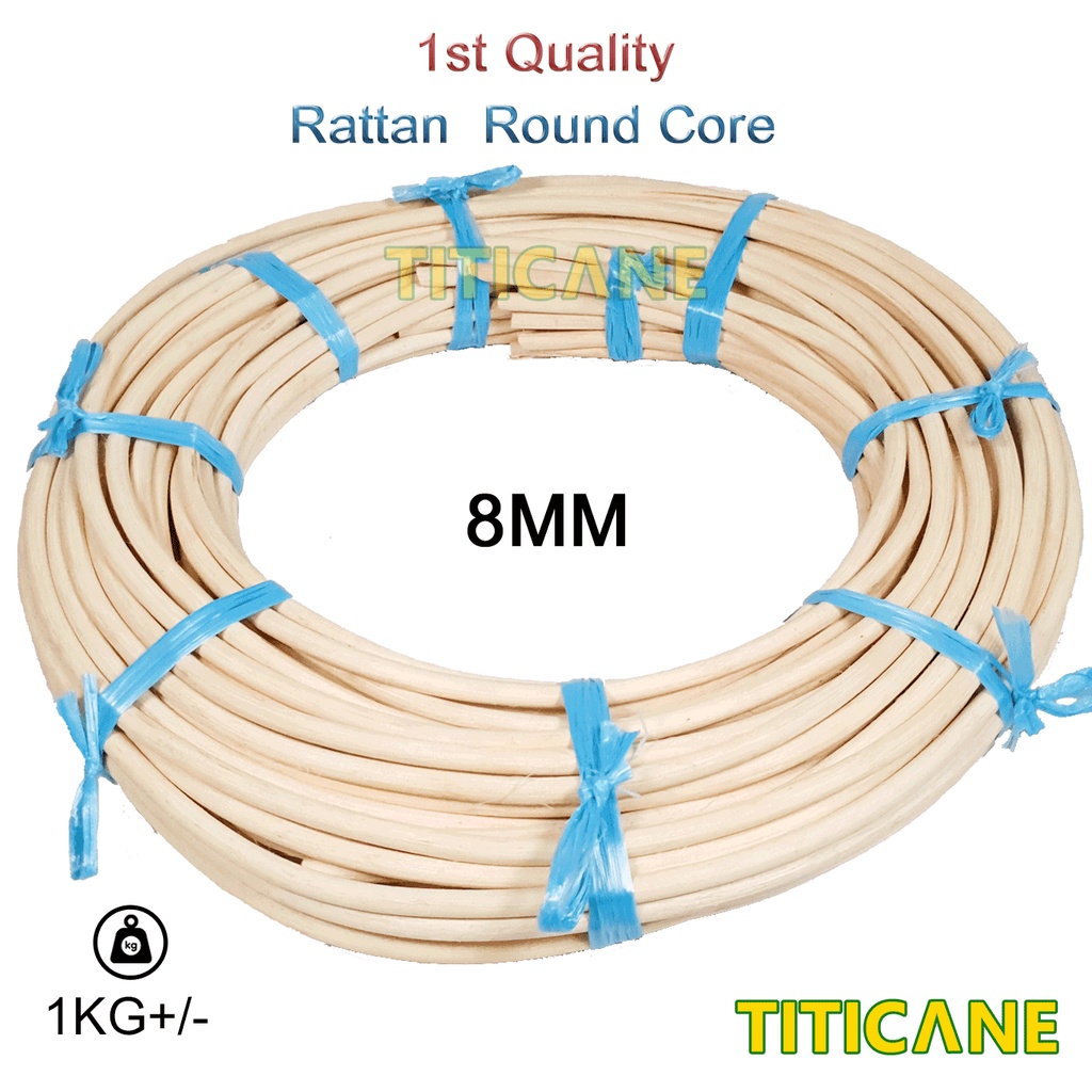 TITICANE Rattan Round Core [ 1KG+/- Per Roll ] [ Rotan Pulur ] [ 1MM to ...