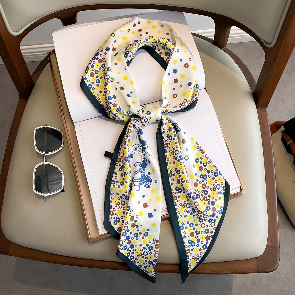 Printed Long Silk Scarf Bag Strap Women Fashion Hairband 13.5x145cm/40g ...