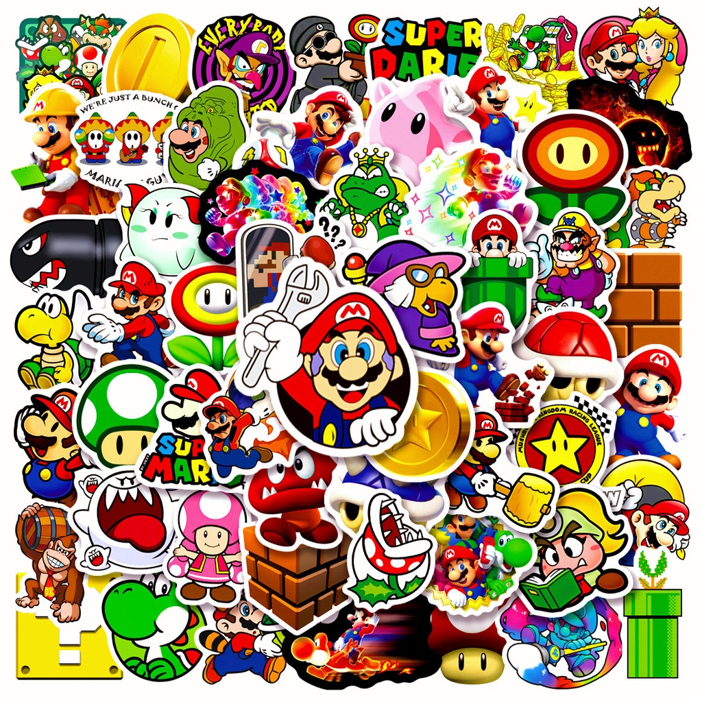 SUPER MARIO 100 pcs Waterproof Non Repeating Stickers Pack [B] | Shopee ...