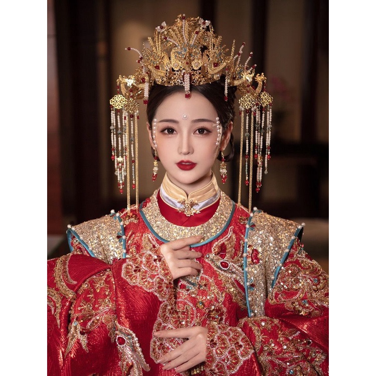 Luxurious Phoenix Crown Ming Made Bridal Headdress Hanfu Wedding Hair ...