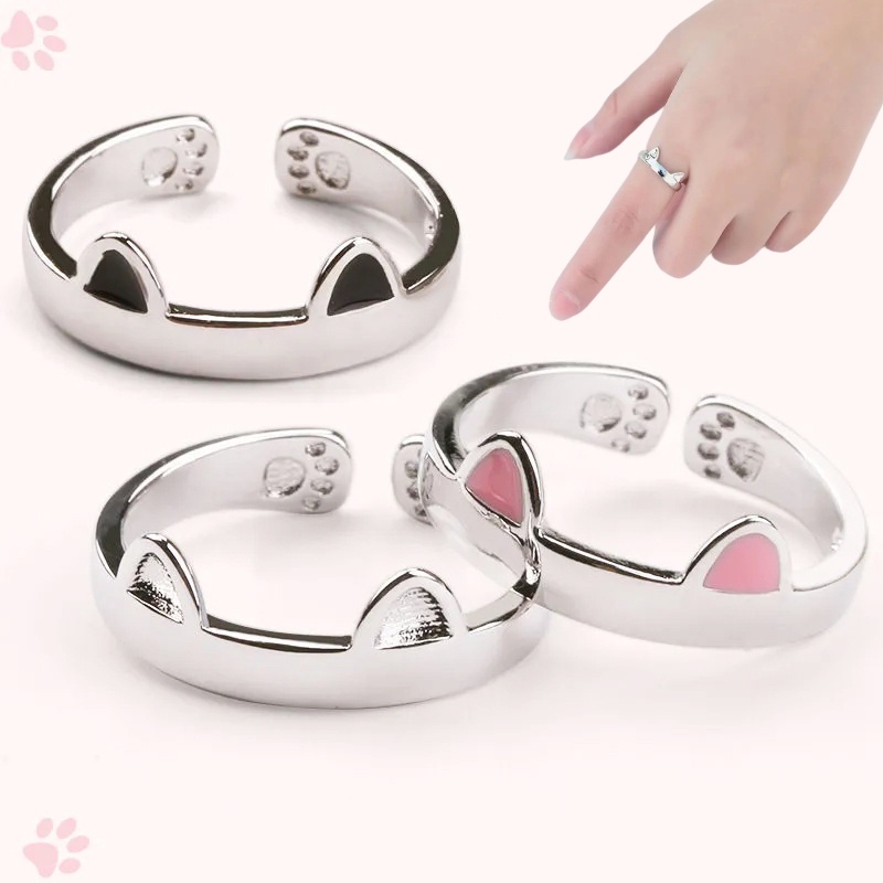 Creative Student Cartoon Jewelry Adjustable Opening Cat Paw Rings ...