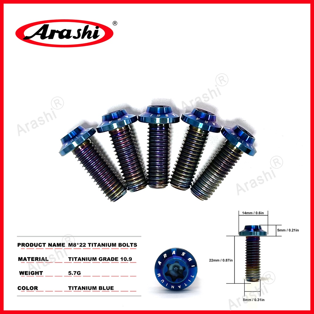 Arashi M6 / M8 Titanium Mounting Bolt Motorcycle Brake Disc Rotor Disk Screws For CBR600RR ...