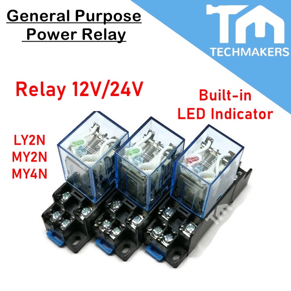 Relay 5A/ 10A 12V/24V/48V/AC380V LY2N-J /MY2N DPDT / MY4N 4PDT Transparent Shell Relay Module ...