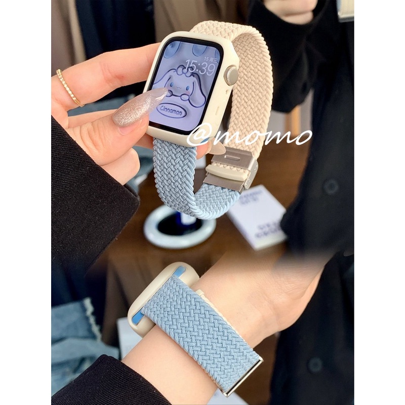 Stitching color Adjustable Nylon iWatch Strap For iWatch Series s9 S8 ...