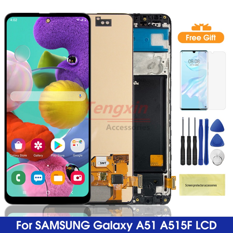 Paparan Super Amoled A51 dengan Cap Jari, untuk Samsung Galaxy A51 A515 ...