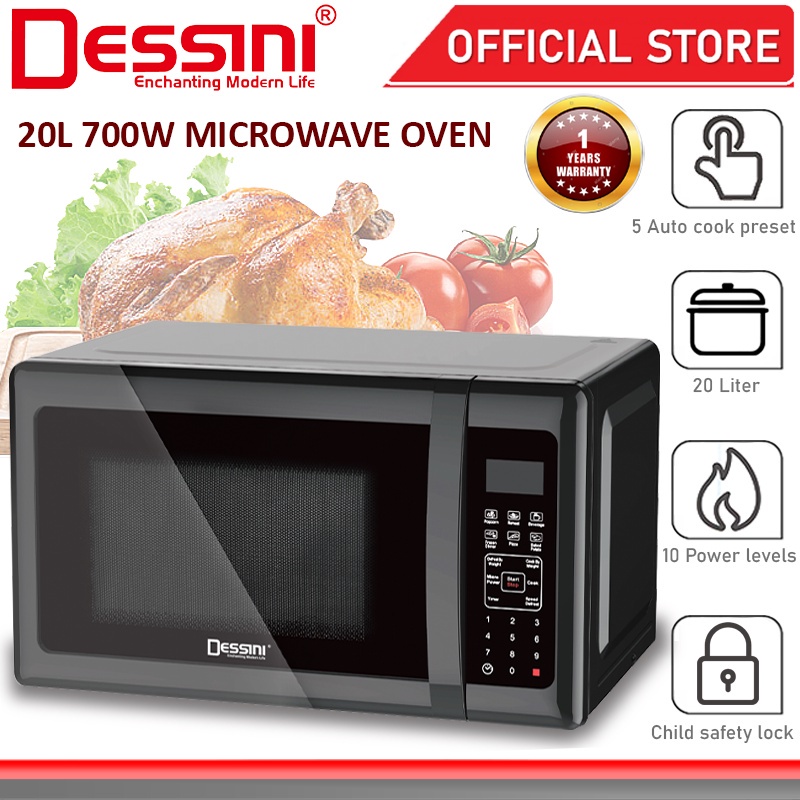 DESSINI ITALY 20L Countertop Digital Microwave Oven 10Power Level ...