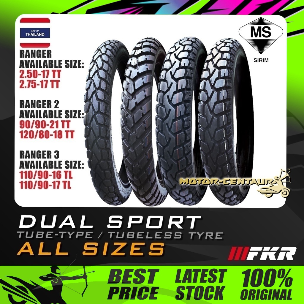 TAYAR MOTOSIKAL FKR RANGER/2/3 TYRE 2.50, 250, 2.75, 275, 80, 90, 110 ...