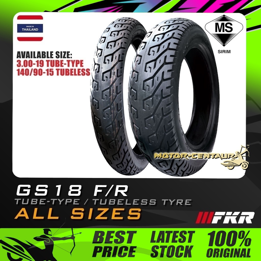 TAYAR MOTORSIKAL FKR GS18 F/R TYRE 3.00-19, 140/90-15 (FOR YAMAHA ...