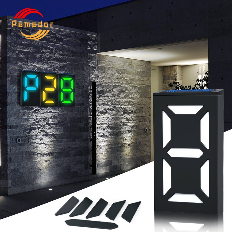 Upgraded DIY LED Address Numbers Plaques Colorful Solar House Number ...