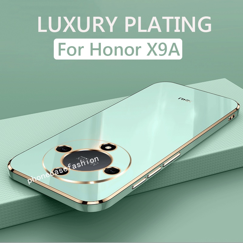Plating Casing For honor X9A X8A X7A 5G 2023 Straight Edges Soft Silicone Phone Case shockproof ...