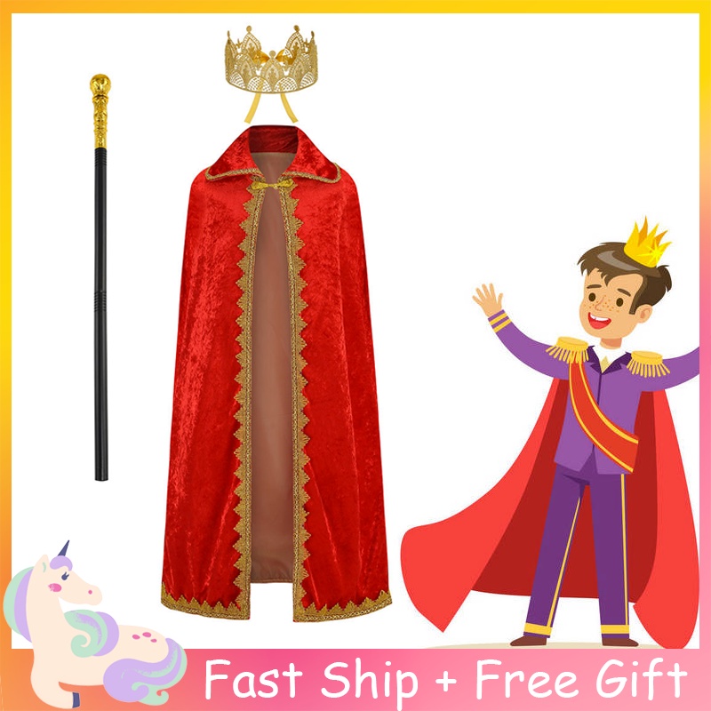 King Robe Cape For Boys Prince Cloak Cosplay Costume Luxury Kids ...