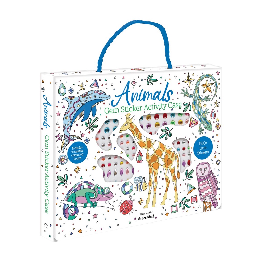 Animals Gem Activity Case Gift Set with 3 Colouring Books & Over 1500 ...