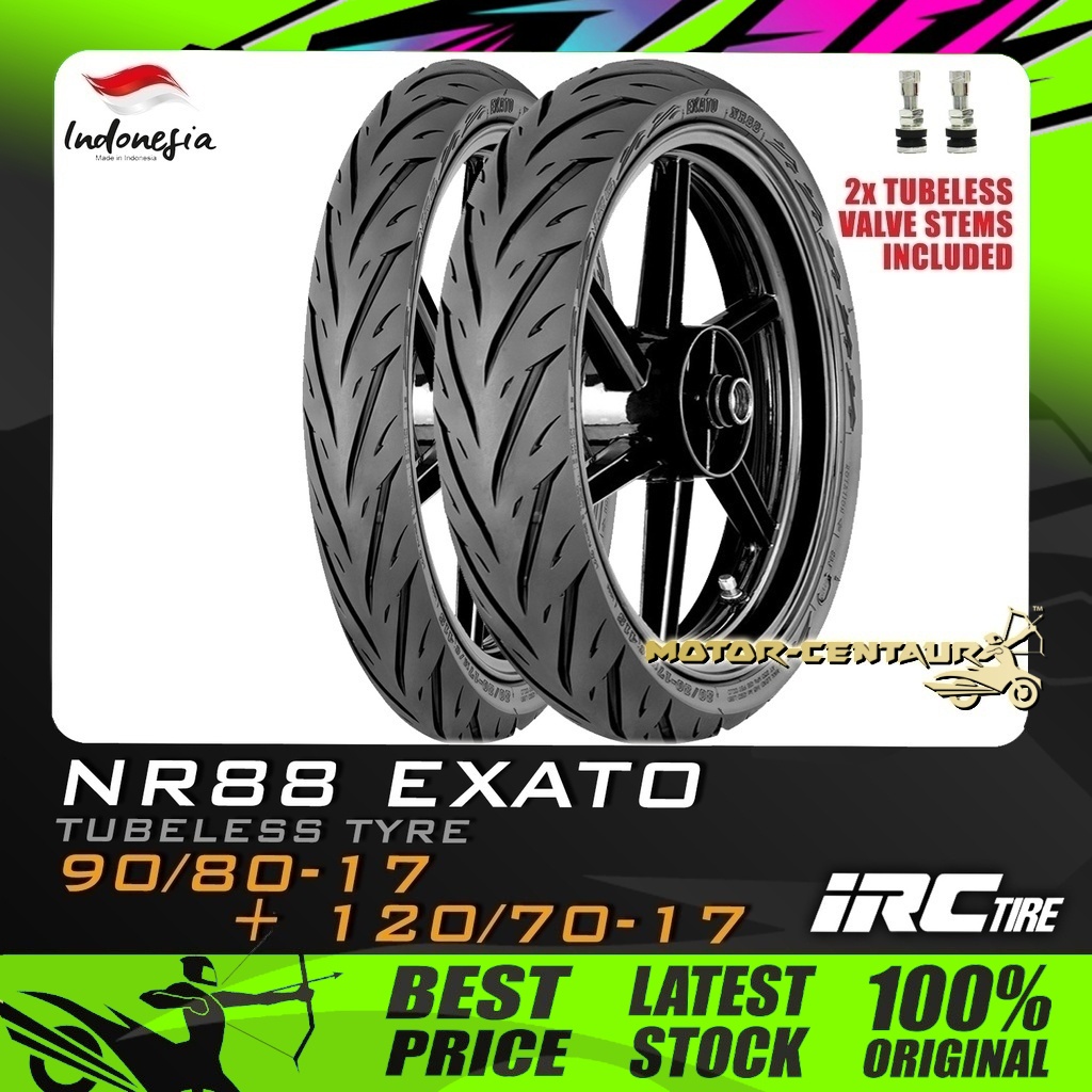 TAYAR KOMBO IRC TUBELESS TYRE EXATO NR88 (BUNGA TAJAM) 90/80-17 + 120/ ...