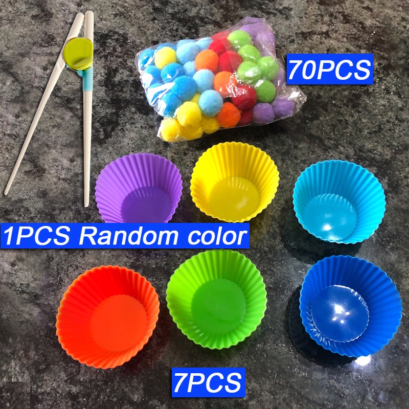 Kids Fine Motor Skills Clip Ball Toy Toddler Color Sorting Bowls ...